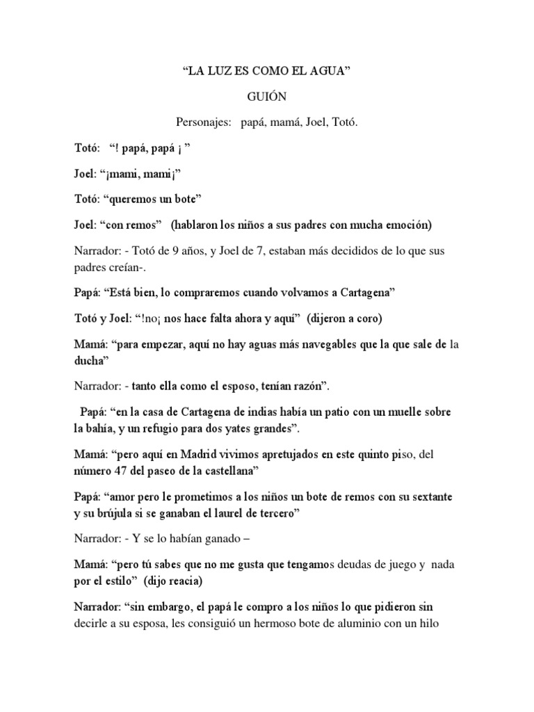 La Luz Es Como El Agua | PDF