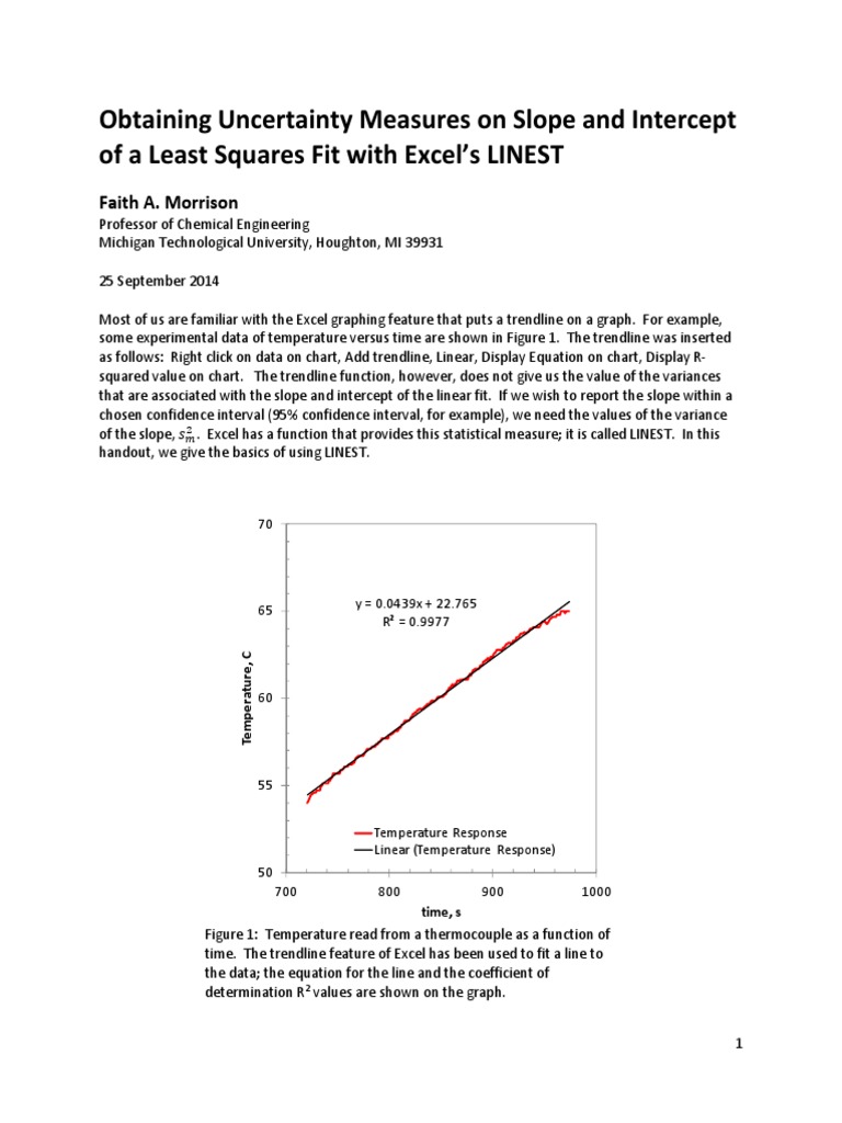 Uncertainty Slope Intercept of Least Squares Fit | PDF | Errors And ...