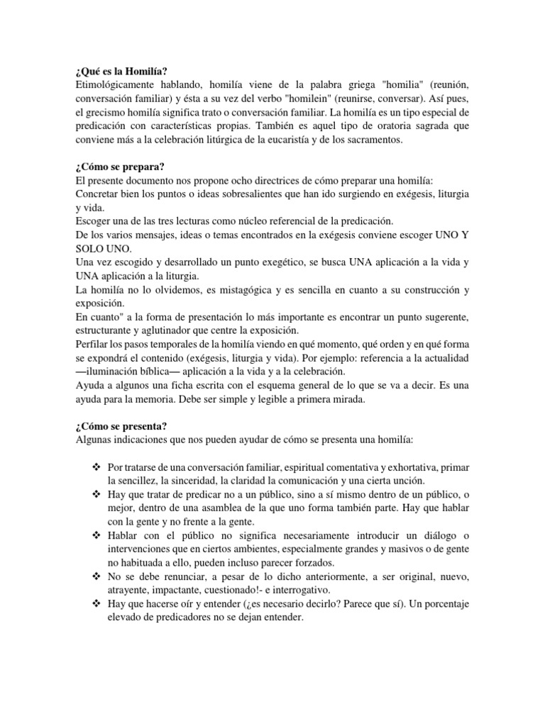 Qué Es La Homilía | PDF | Sermón | Textos Religiosos