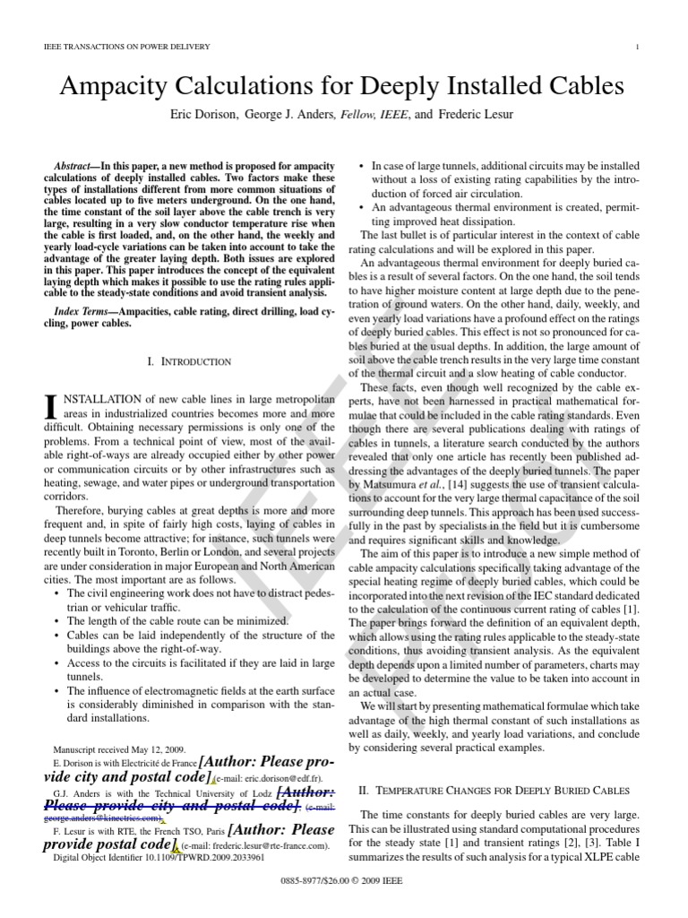 Ampacity Calculations For Deeply Install | PDF | Electrical Resistivity ...