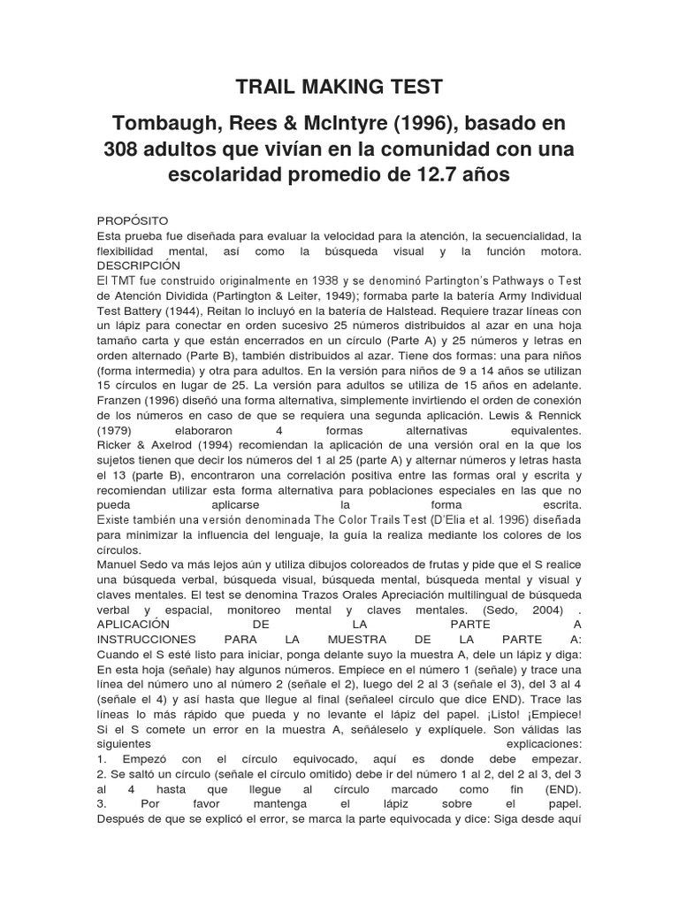 Trail Making Test. | PDF | Ocio