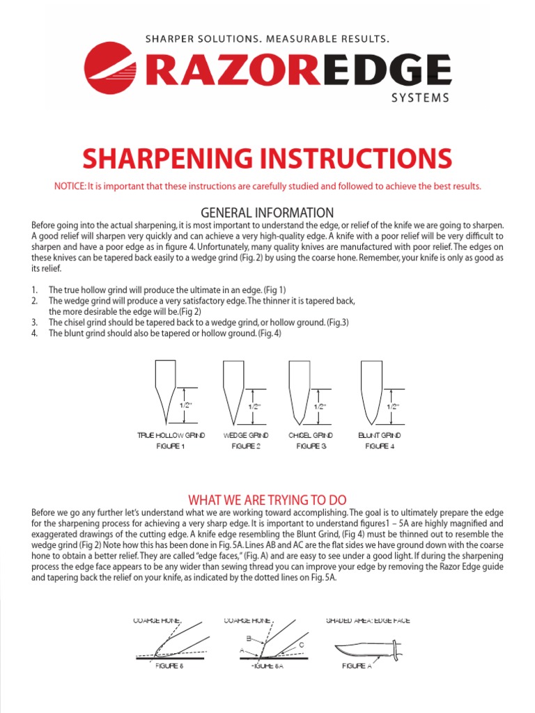 Razor Edge Guide Instructions | PDF | Blade | Razor