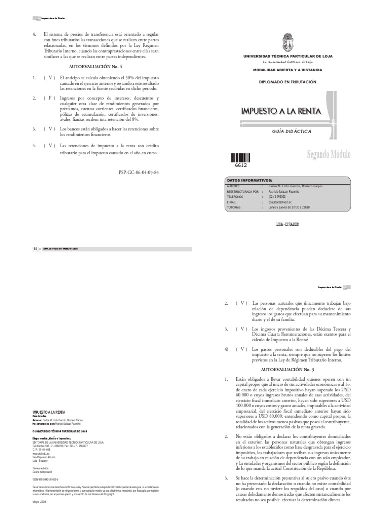 Utpl Administracion Tributaria - Guia | PDF | Impuesto sobre la renta | Impuestos