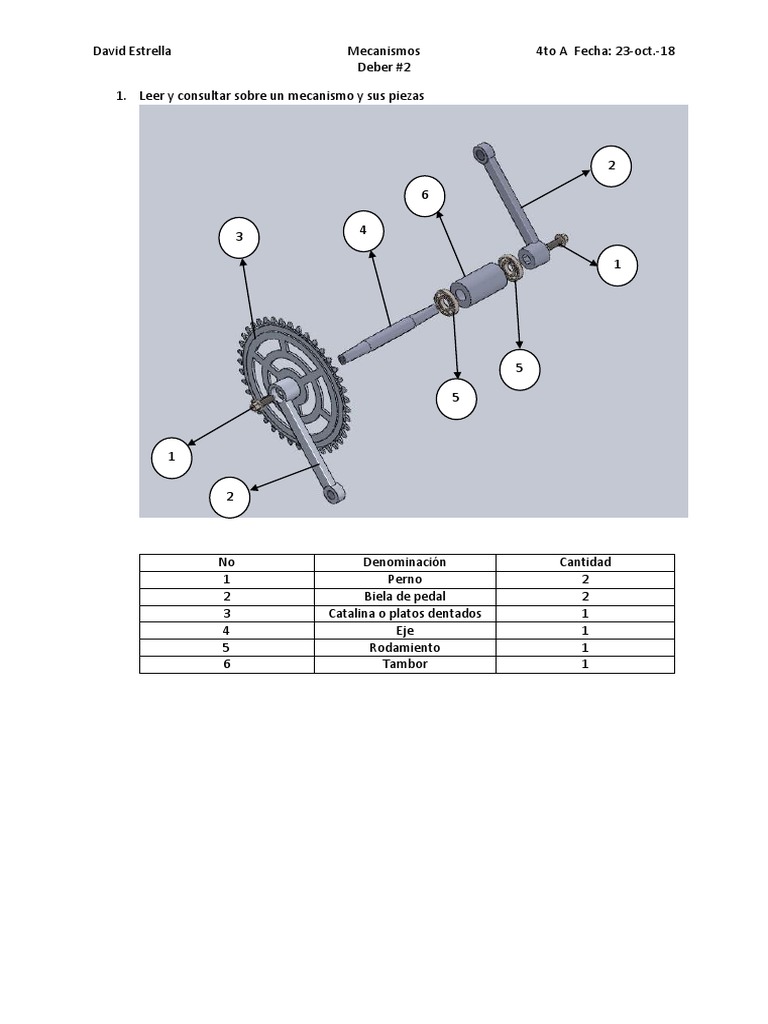 Diseño Explosionado de Mecanismo de Una Bicicleta | PDF | Viaje de ...