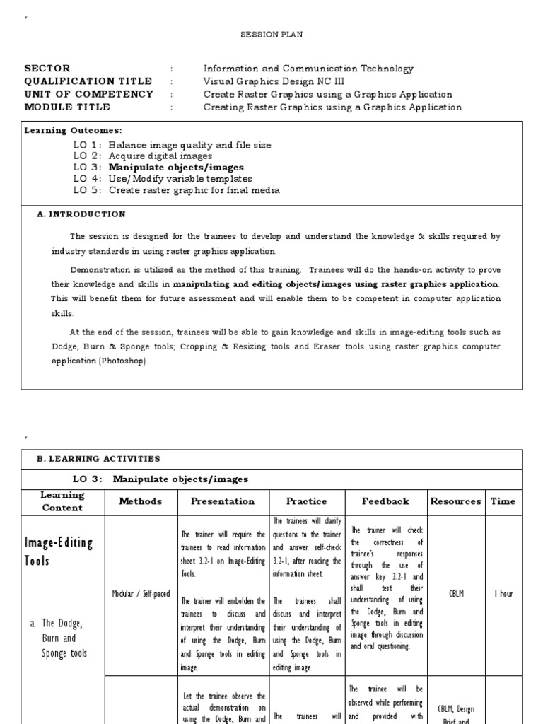 Session Plan VGD | PDF | Graphics | Adobe Photoshop