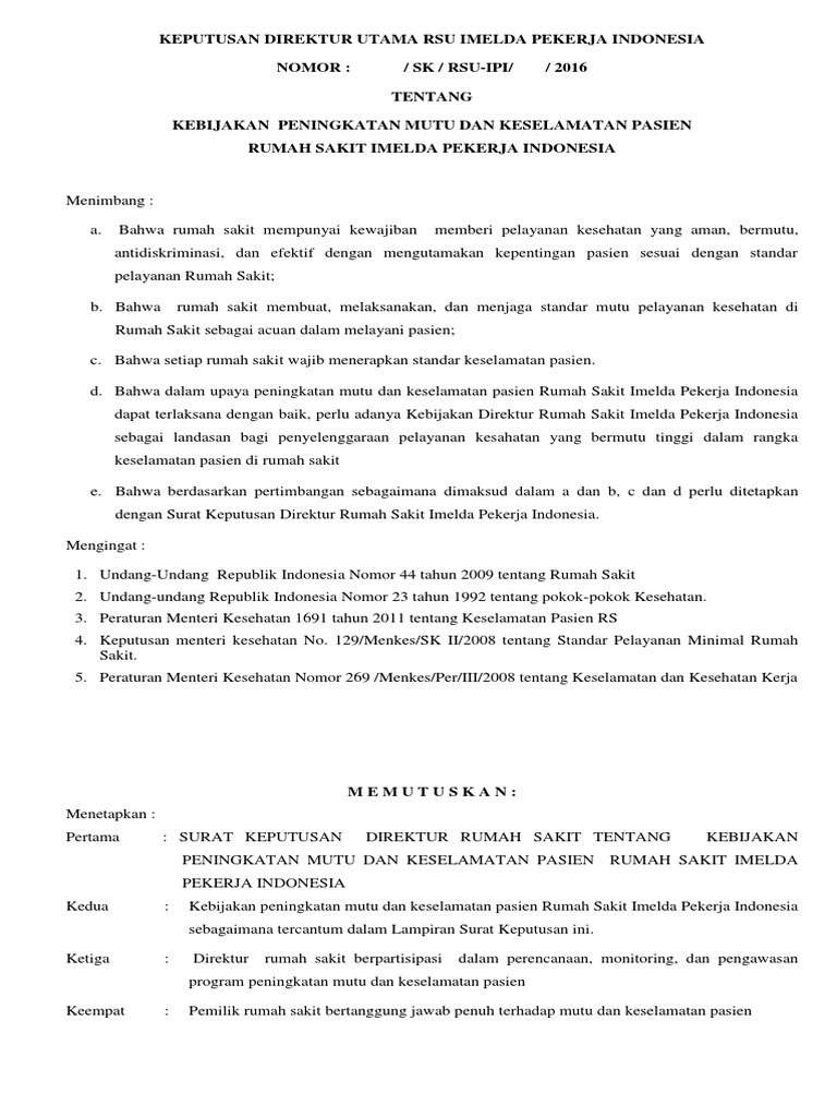 Contoh SK Tim Mutu | PDF