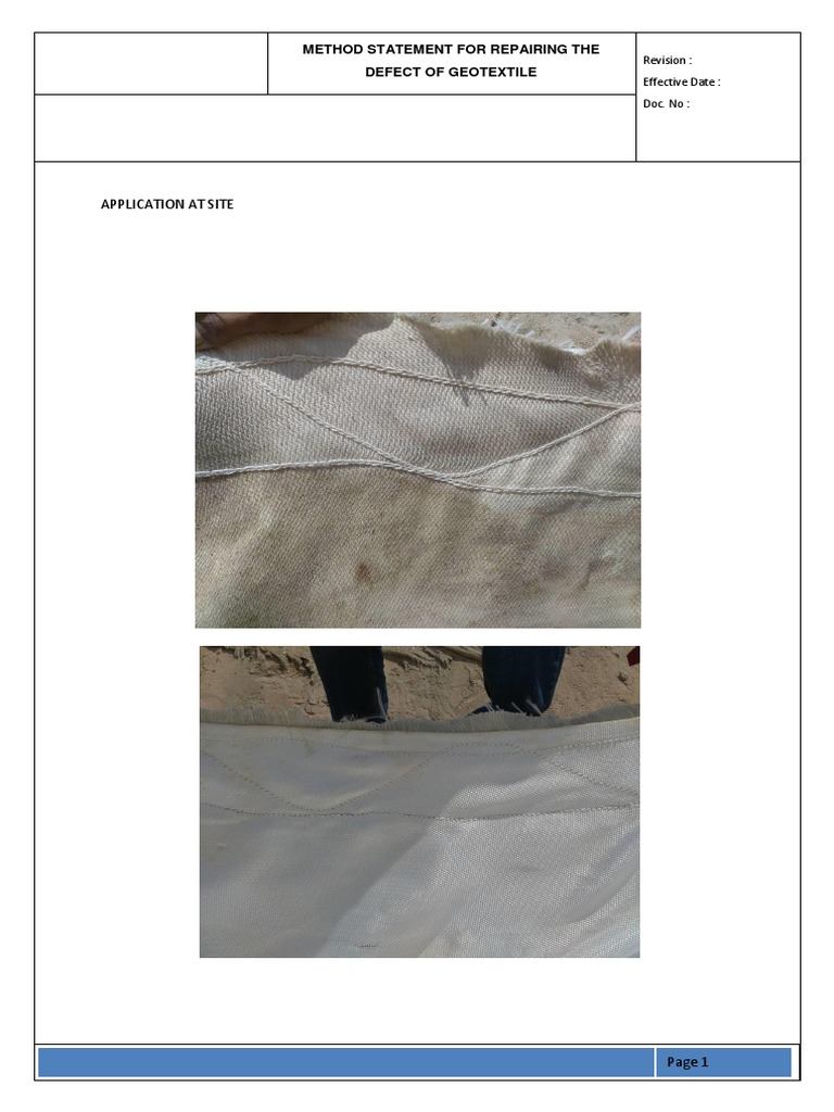 Application at Site: Method Statement For Repairing The Defect of ...