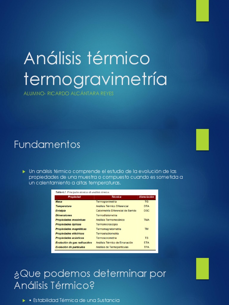 Análisis Térmico - Termogravimetria | PDF | Temperatura | Descomposición