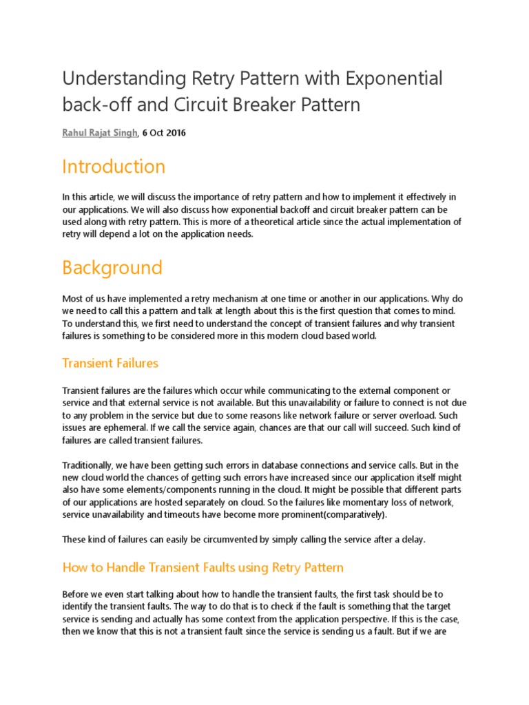 Understanding Retry Pattern With Exponential Back | PDF | Software Framework | Interface (Computing)