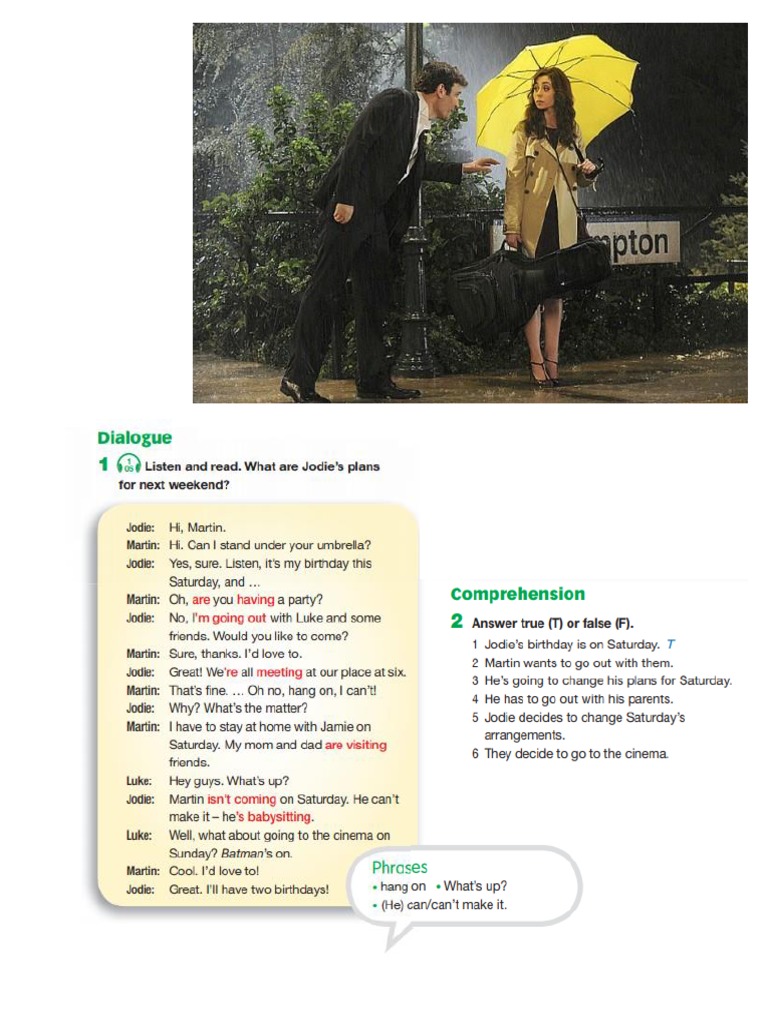 Present Continuous Future Reading | PDF