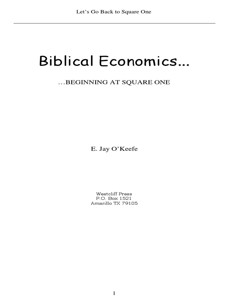 Biblical Economics | PDF | Epistle To The Romans | God