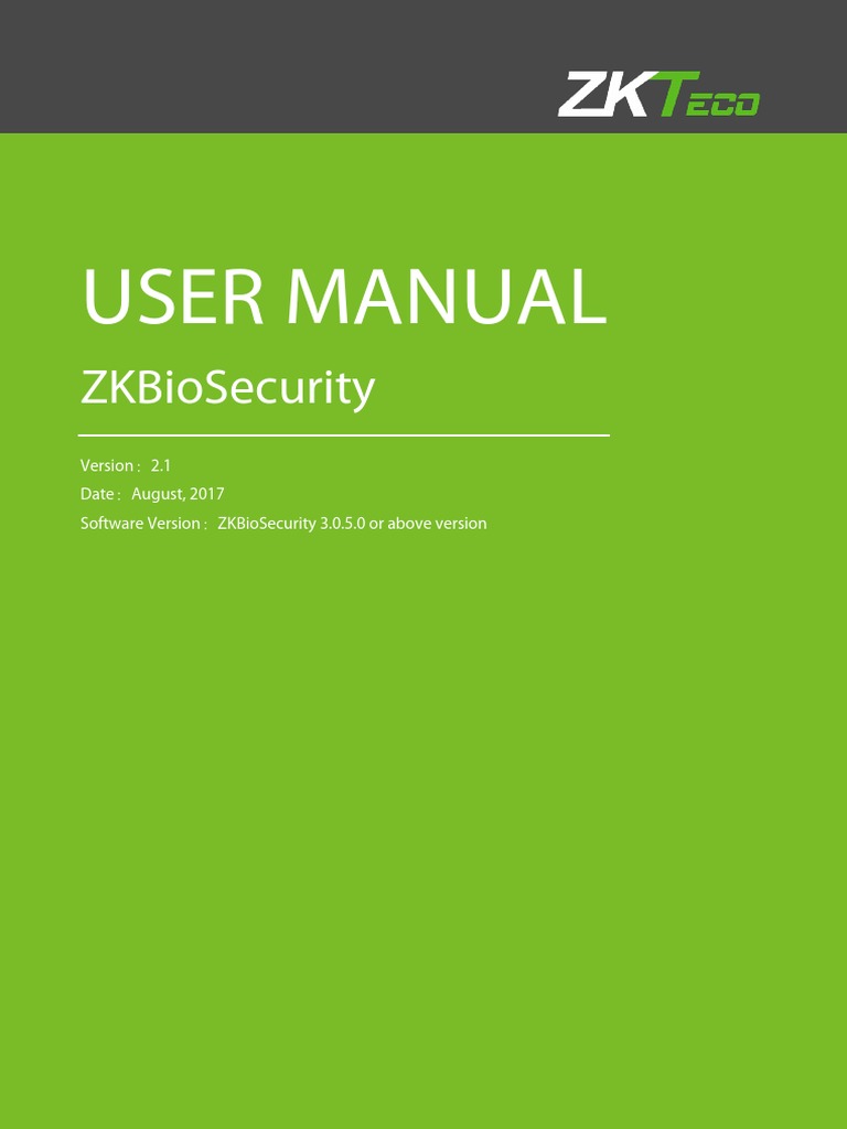 ZKBioSecurity+User+Manual+V2.1 20170814 (For+3050+or+above) | PDF ...