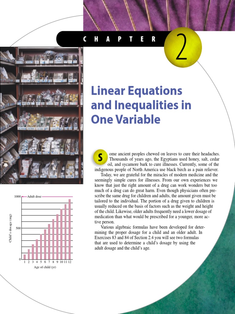 Linear Equations and Inequalities in One Variable: C H A P T E R | PDF ...
