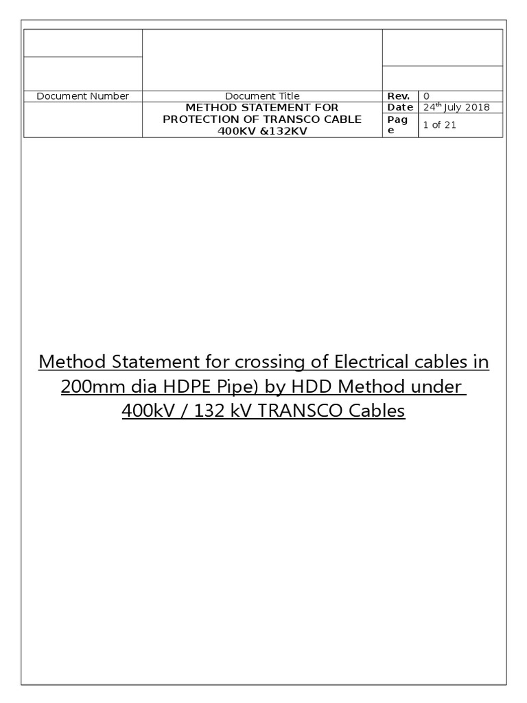 Method Statement NDRC (Hdpe) | PDF | Drilling Rig | Drilling