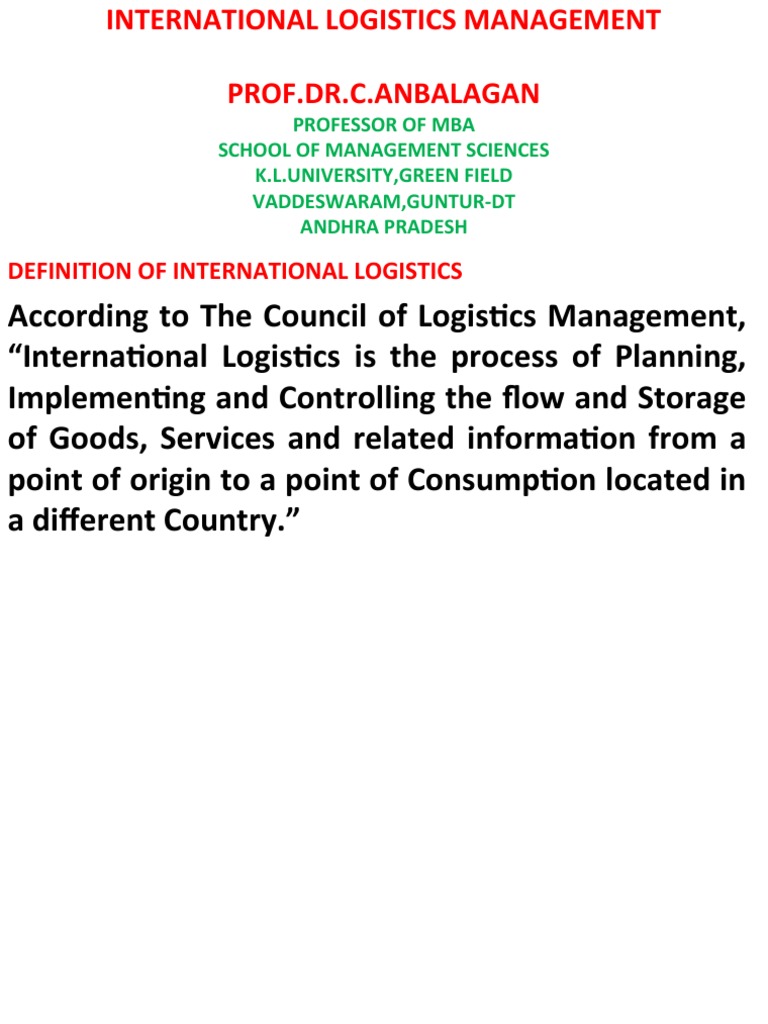 International Logistics Management | PDF