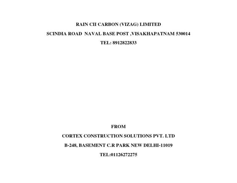Rain Cii Carbon (Vizag) Limited Scindia Road Naval Base Post ...