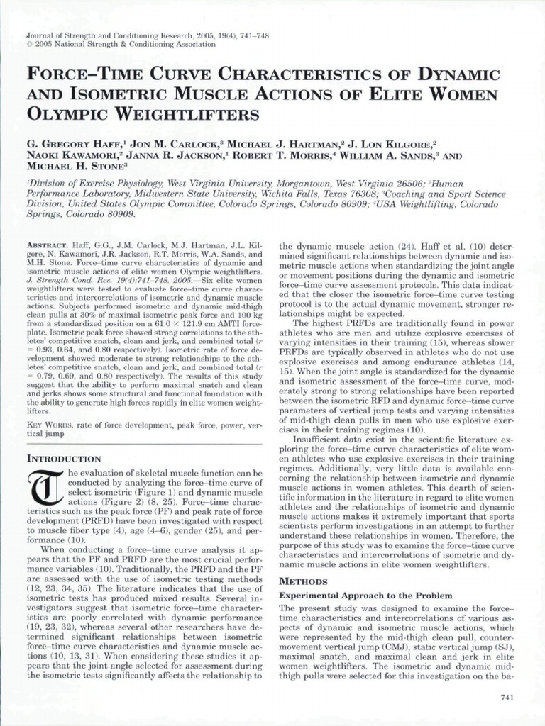 2005 - Force-Time Curve Characteristics of Dynamic and Isometric Muscle ...
