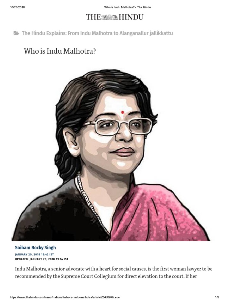 Who Is Indu Malhotra?: The Hindu Explains: From Indu Malhotra To ...