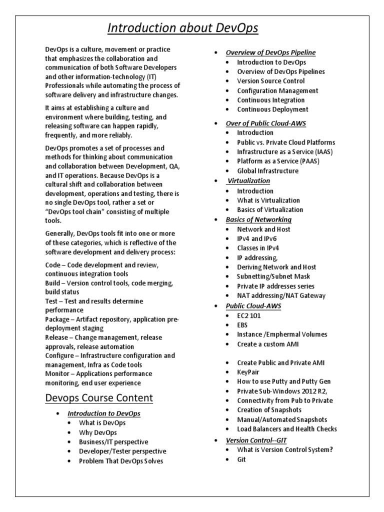 DevOps Complete Course Content V3.0 | PDF | Ip Address | Cloud Computing