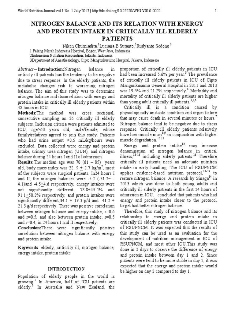 Nitrogen Balance and Its Relation With Energy and .PDF Aspen | PDF ...
