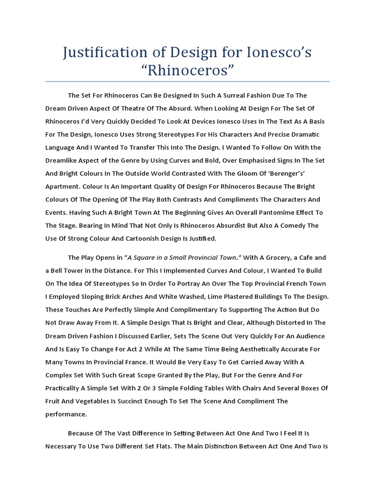 PERF 5070 Production Design and Management 2 - Justification of Design ...