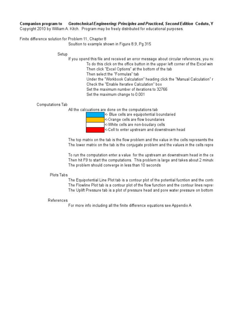 Companion Program To: Geotechnical Engineering: Principles and Practiced, Second Edition Coduto ...