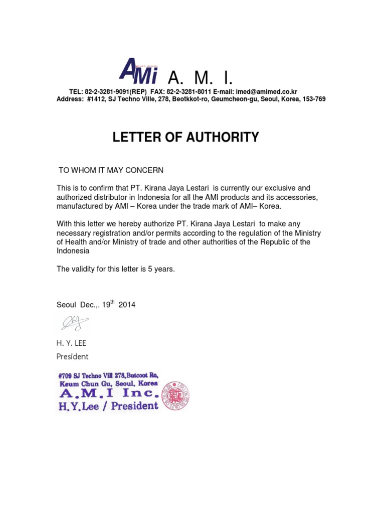 Letter of Authority | PDF
