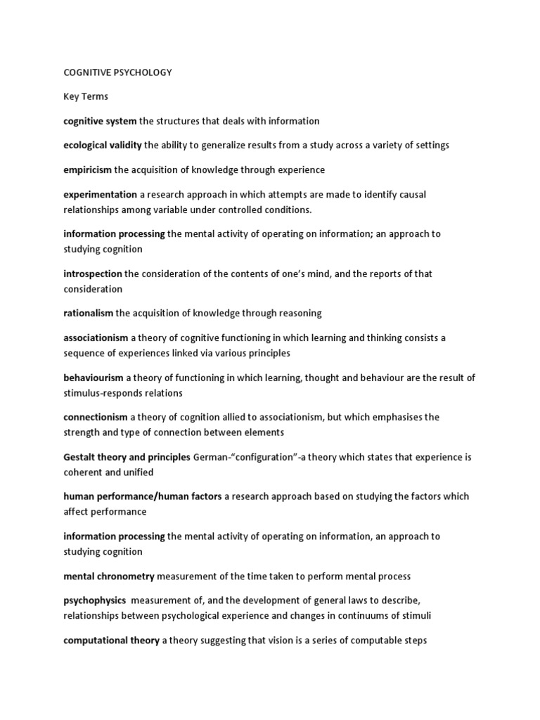 Cognitive Psychology | PDF | Recall (Memory) | Memory