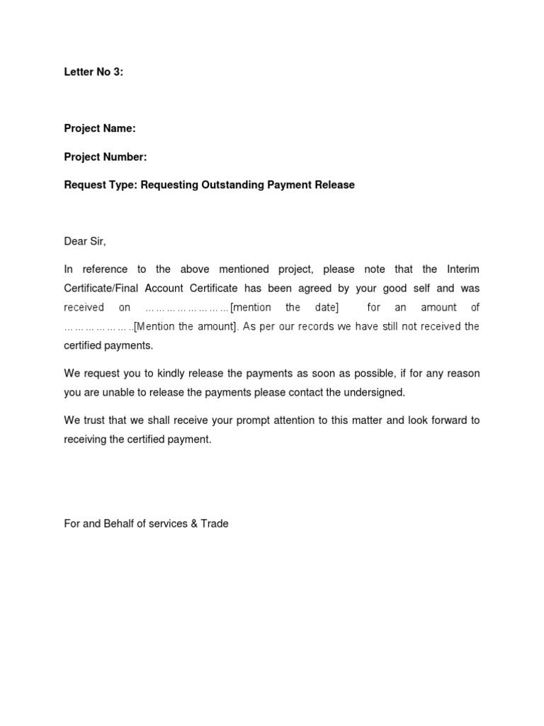 Outstanding Payment Request Letter | PDF
