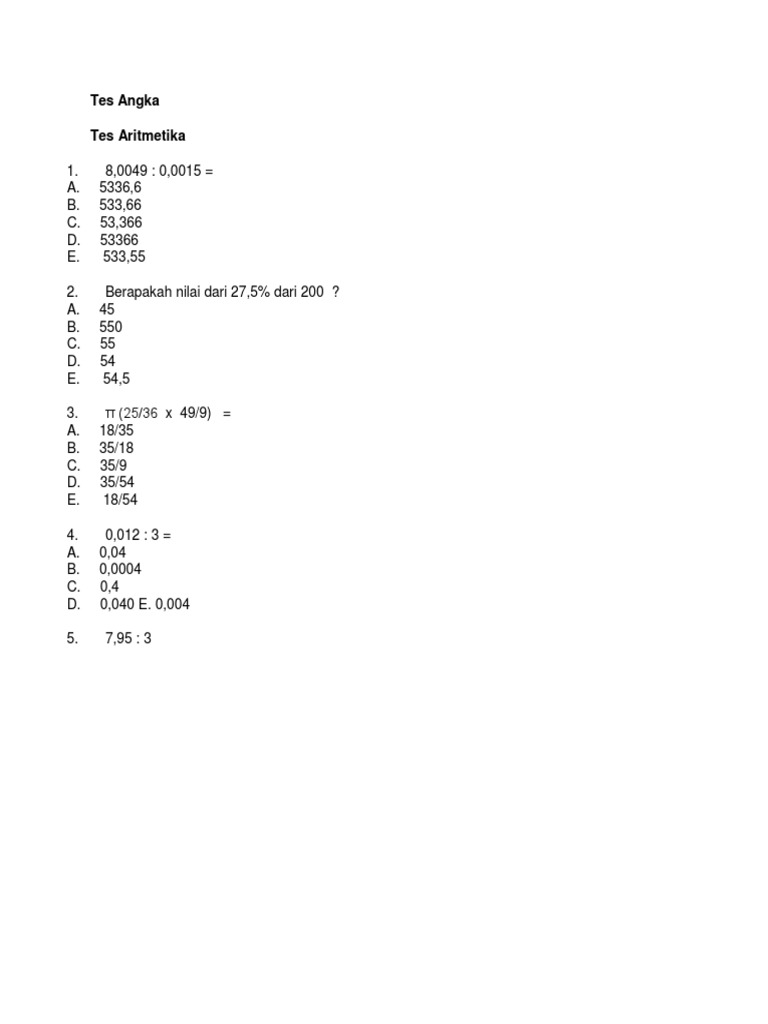 Tes Angka | PDF