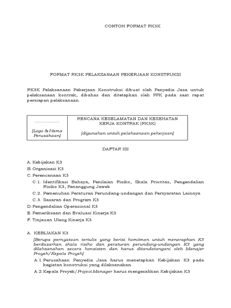 Contoh Form RK3K | PDF