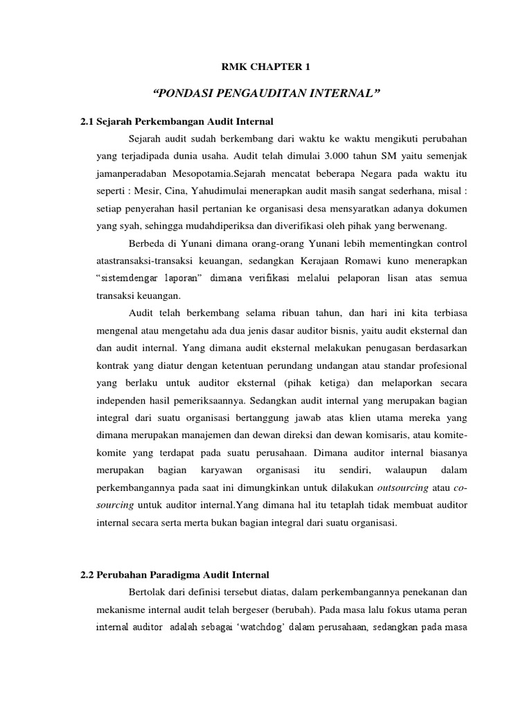 RMK Chapter 1 "Pondasi Pengauditan Internal" | PDF