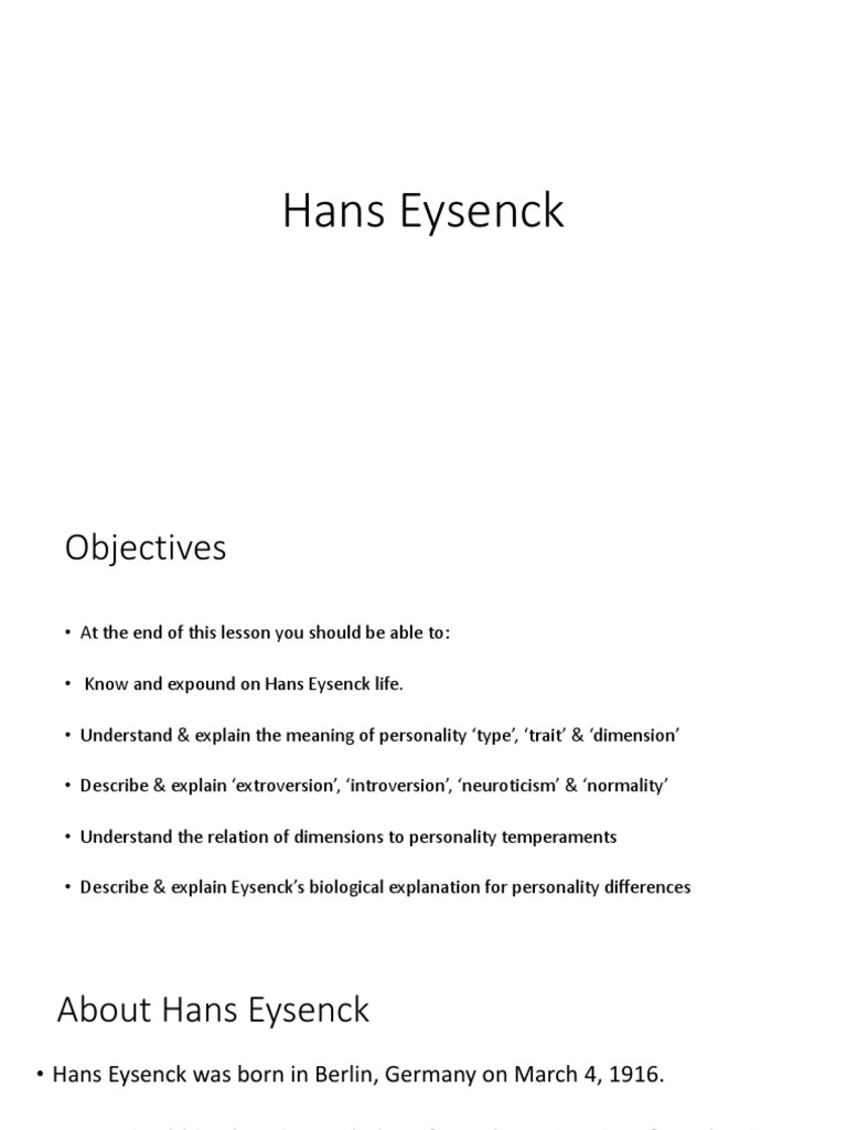 Eysenck Pdf Extraversion And Introversion Temperament