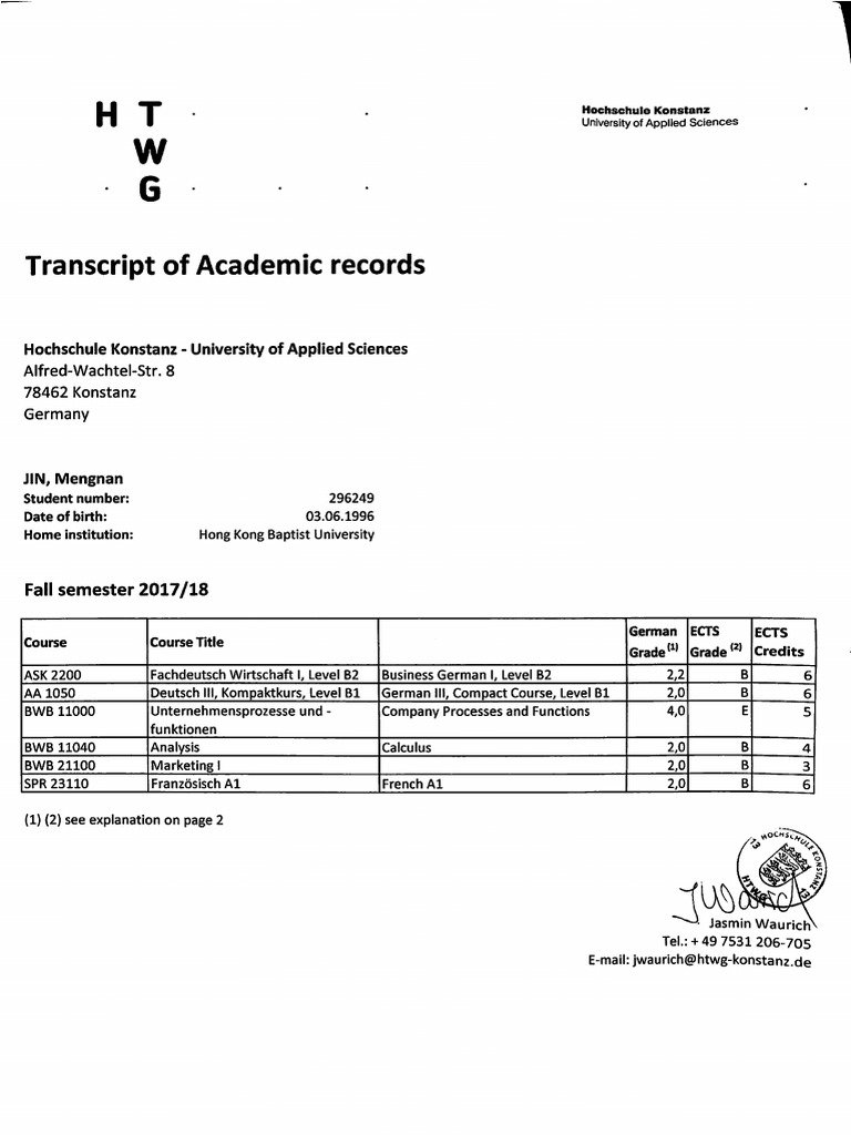 HT W G: Transcript of Academic Records | PDF | Change | Academia