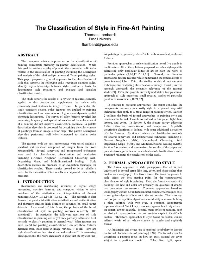 Classification of Fine-Art Painting Styles | PDF | Cluster Analysis ...