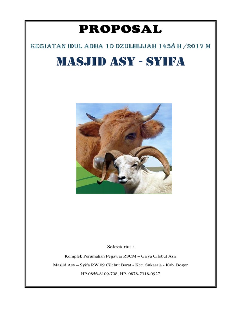 Proposal Hewan Qurban Idul Adha 10 Dzulhijjah 1434 H | PDF