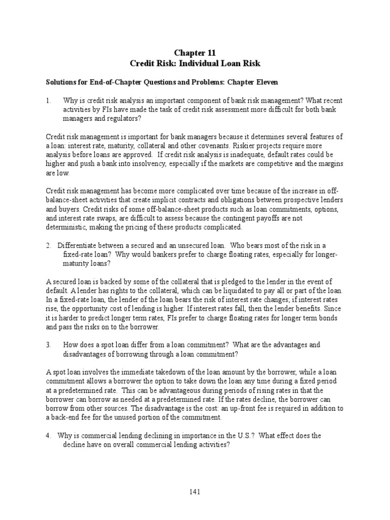Ch11 Solutions | PDF | Loans | Credit Risk