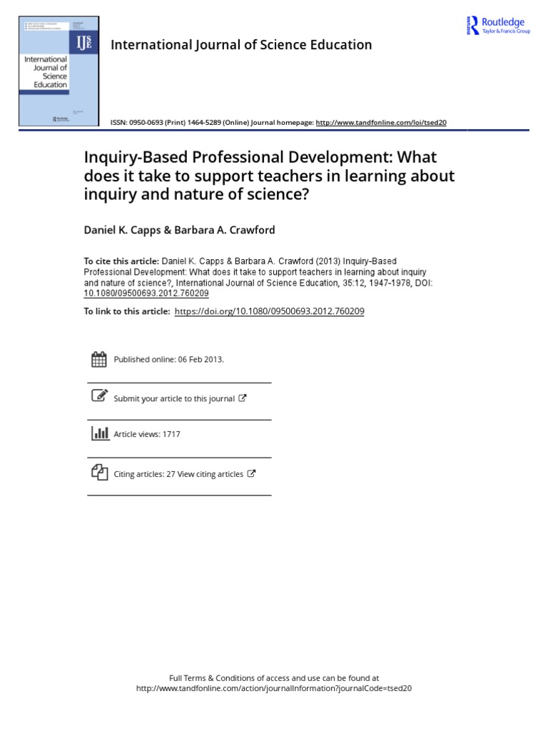 Inquiry Based Professional Development What Does It Take To Support ...