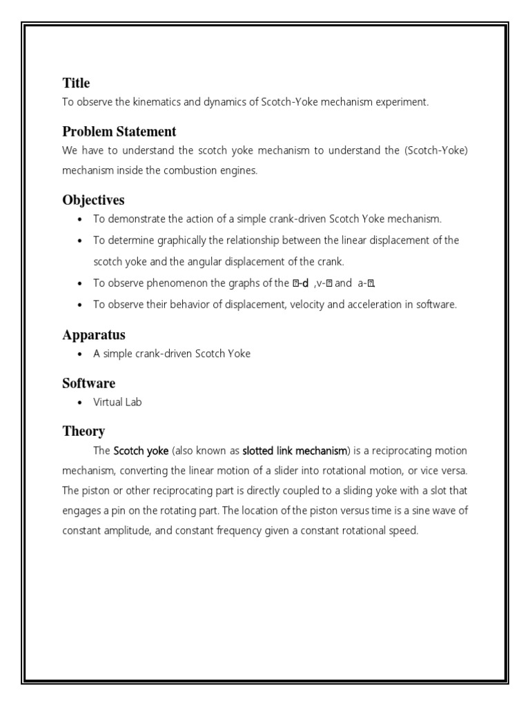 Scotch Yoke Mechanism | PDF | Speed | Internal Combustion Engine