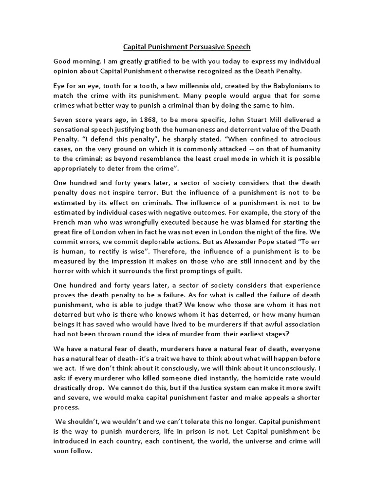 Capital Punishment: A Persuasive Argument | PDF | Punishments | Capital ...