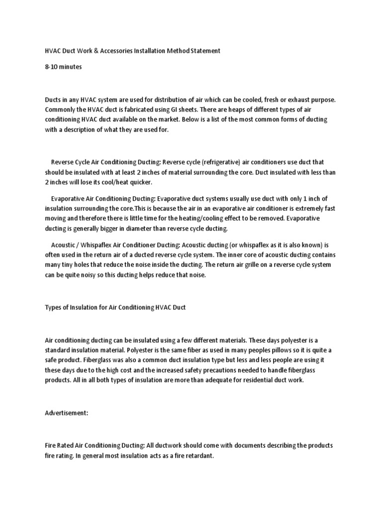 HVAC Duct Work | PDF | Duct (Flow) | Hvac