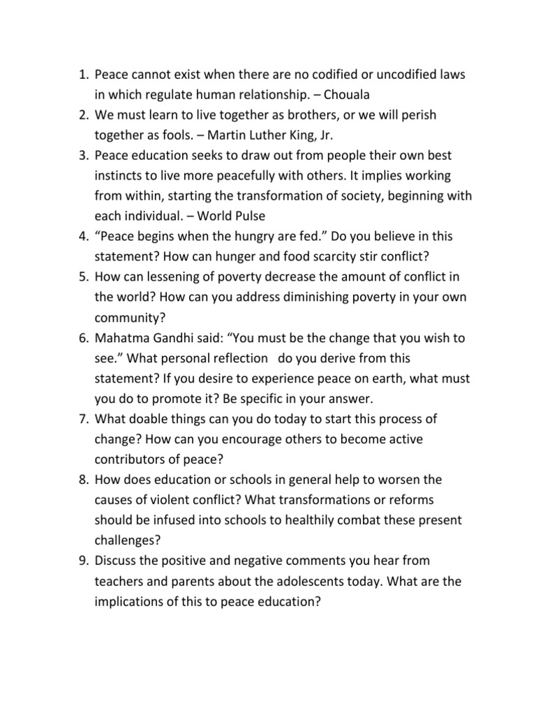 Promoting Peace Through Education & Social Change | PDF