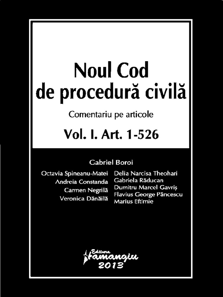 Gabriel Boroi - Noul Cod de Procedura Civila Comentat - Vol 1 PDF | PDF
