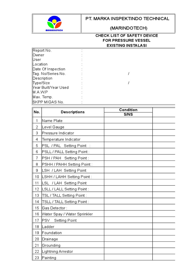 Checklist Skkpi | PDF | Pipe (Fluid Conveyance) | Manufactured Goods