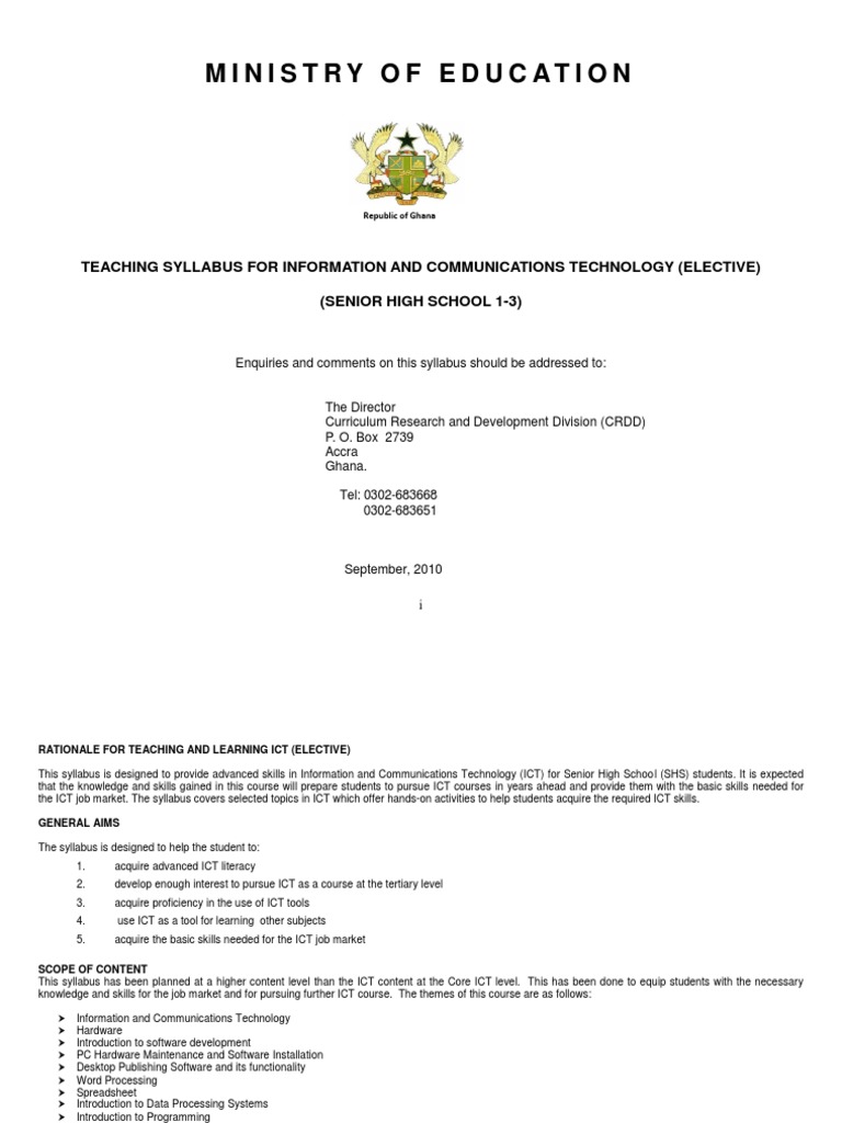 Ict Elective Syllabus | PDF | Educational Assessment | Educational ...