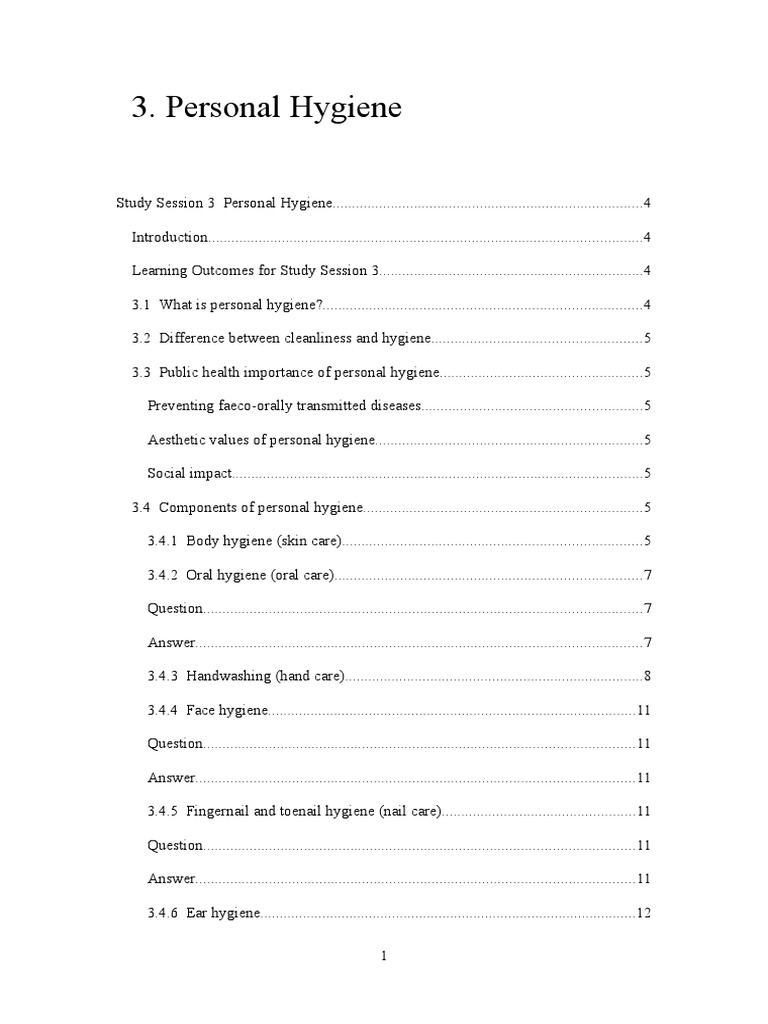 Understanding Personal Hygiene Standards | PDF