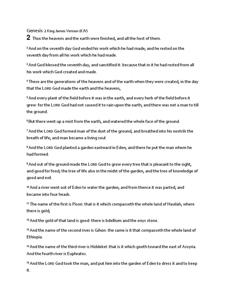 Genesis 2 King James Version | PDF | Adam | Garden Of Eden