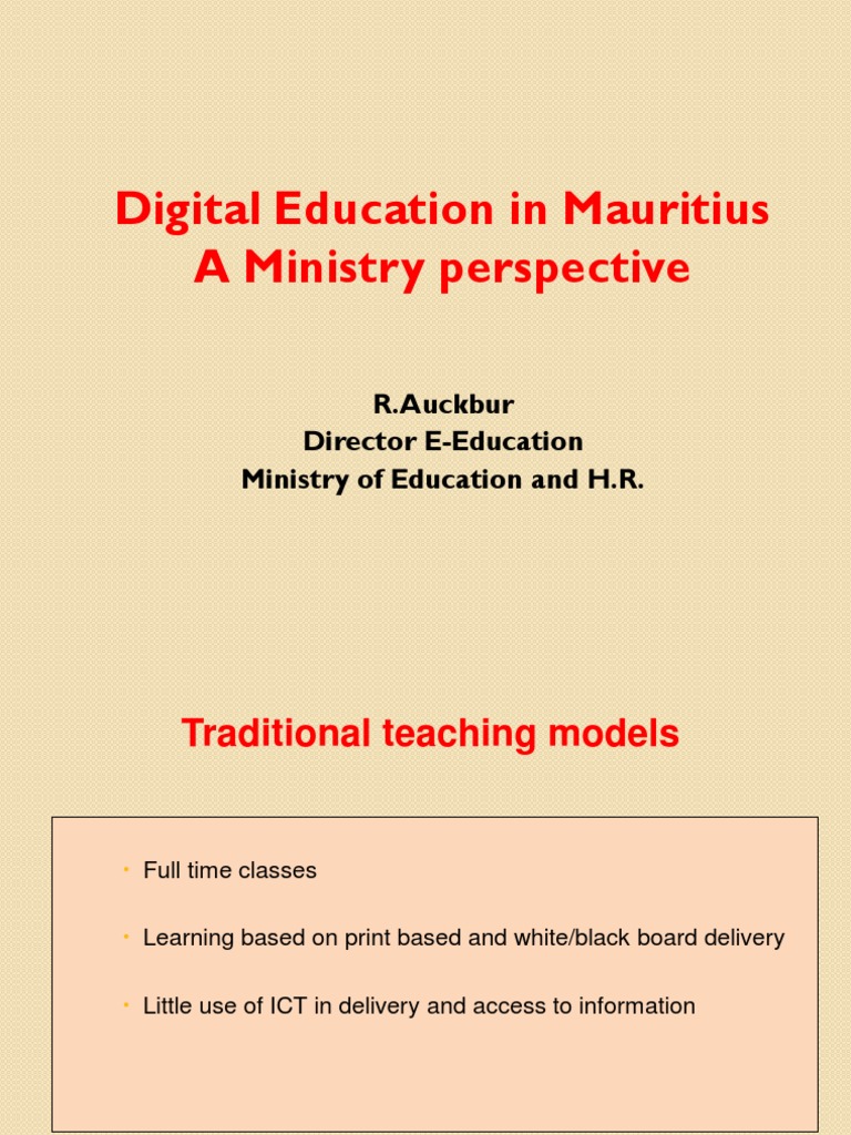 Digital Education in Mauritius by Ministry of Education | PDF ...