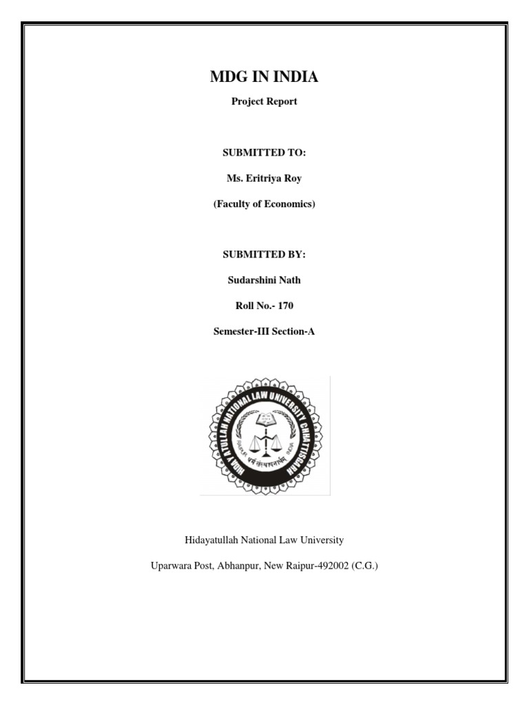MDG in India: Project Report | PDF | Millennium Development Goals ...