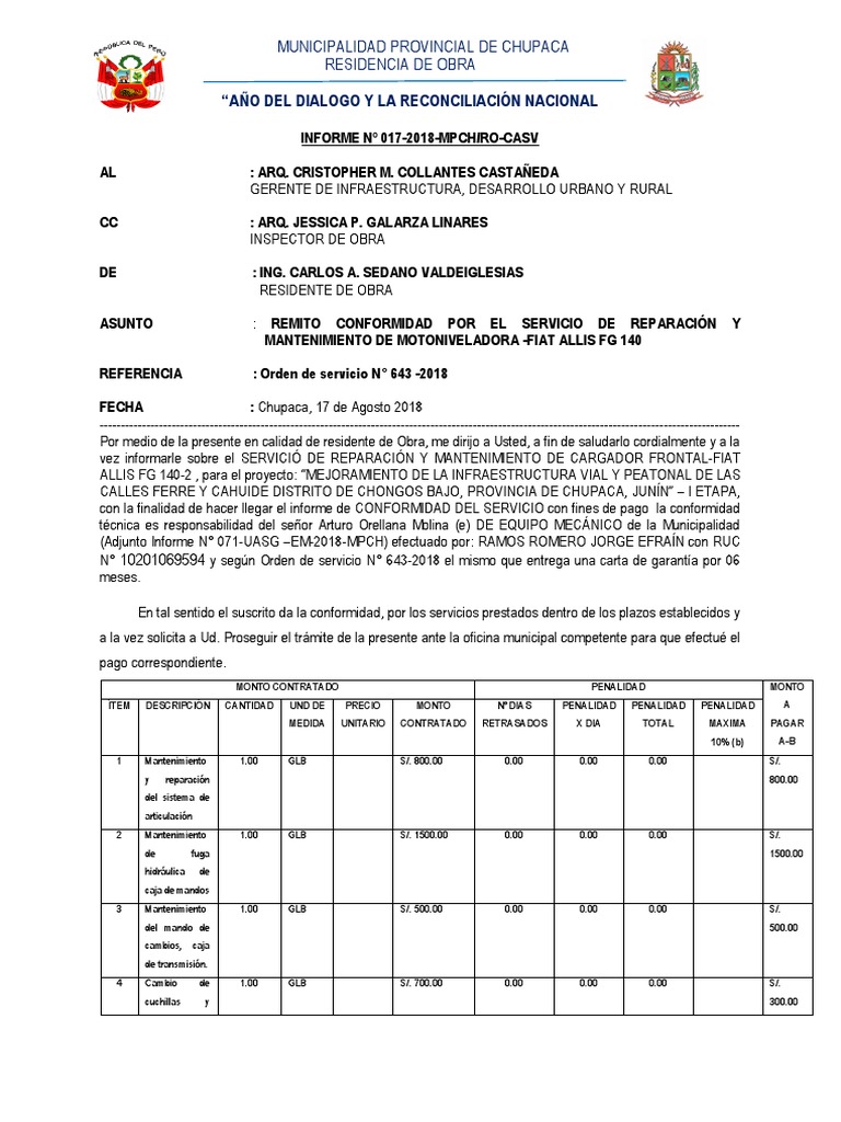 Informe de Conformidad Obra | PDF